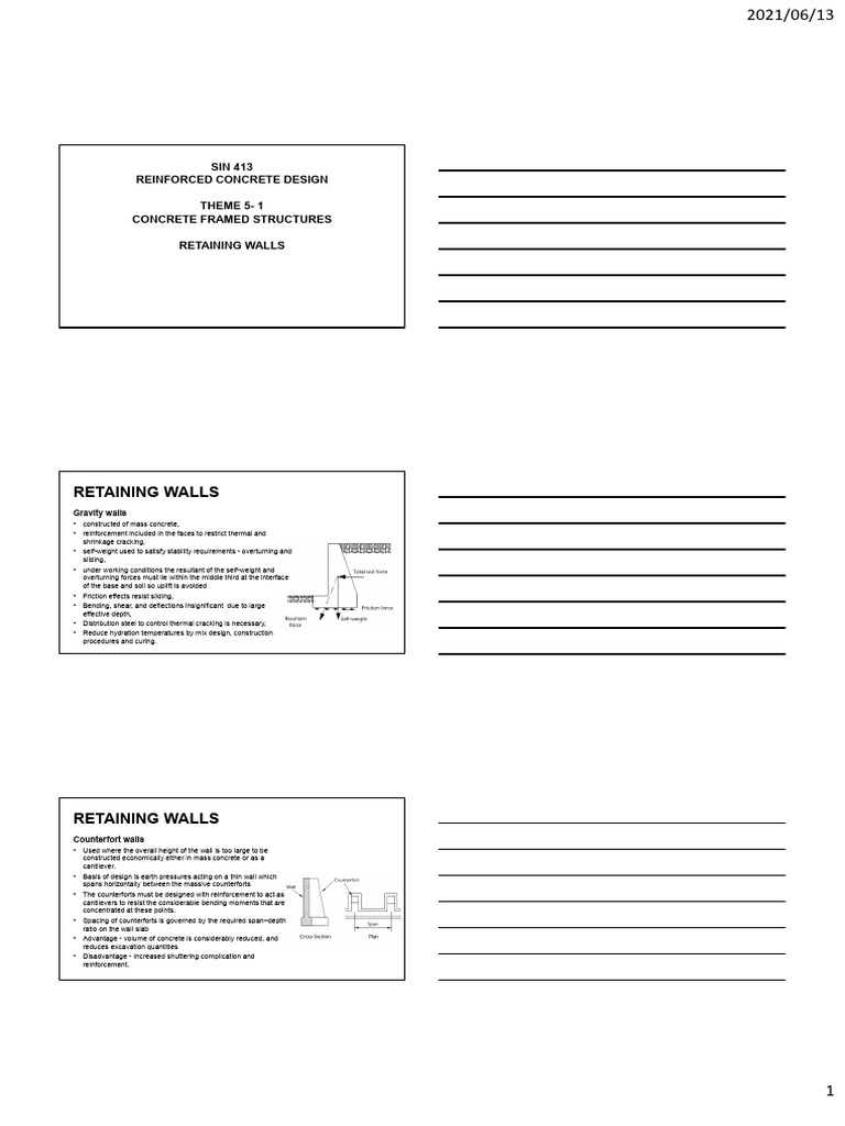 Retaining Walls Design - Tuks Notes | PDF | Building Materials ...