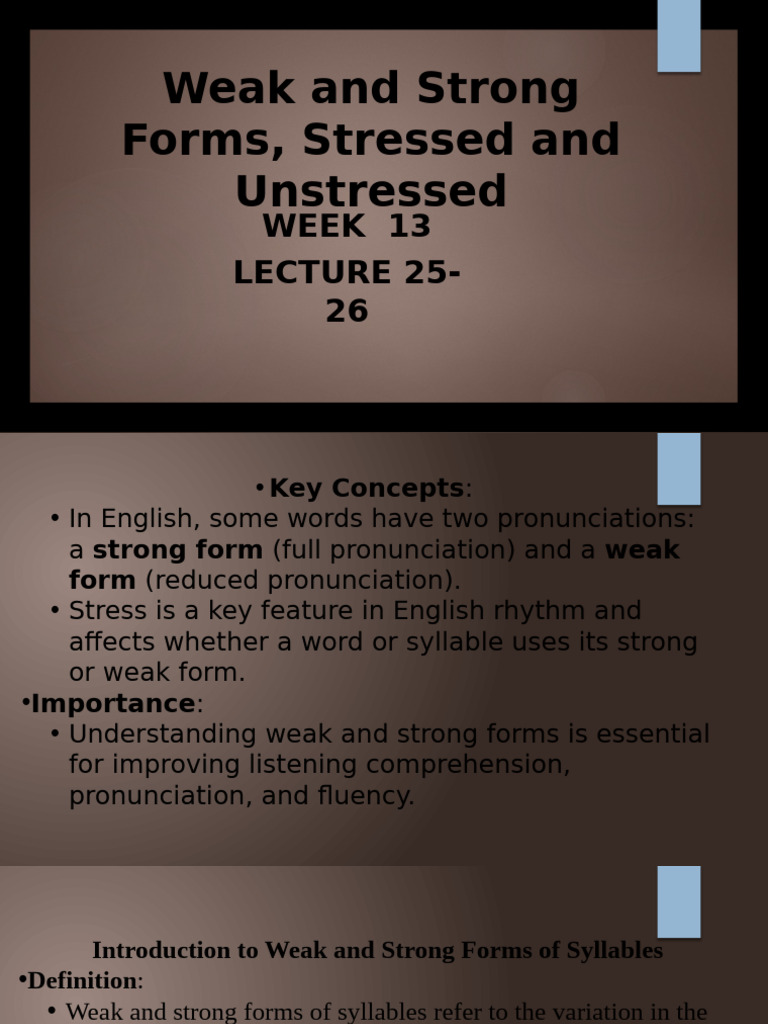 Weak and Strong Forms, Stressed and Unstressed w 13 (1) | PDF | Stress (Linguistics) | Linguistics