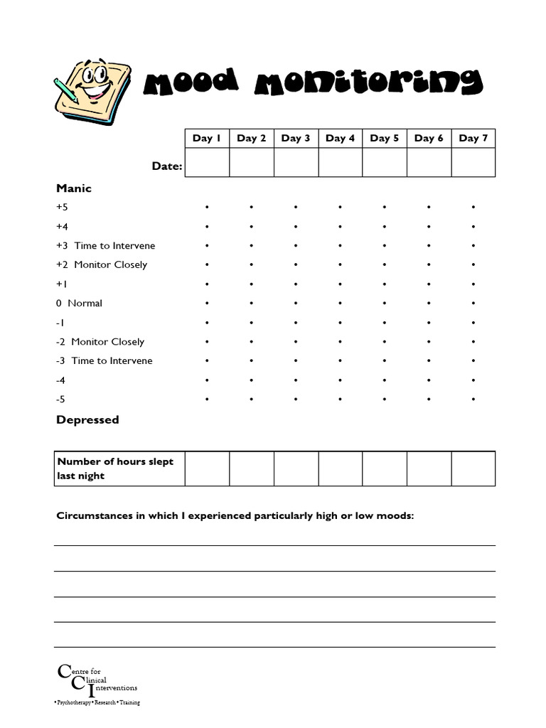 Mood Monitoring Worksheet | PDF