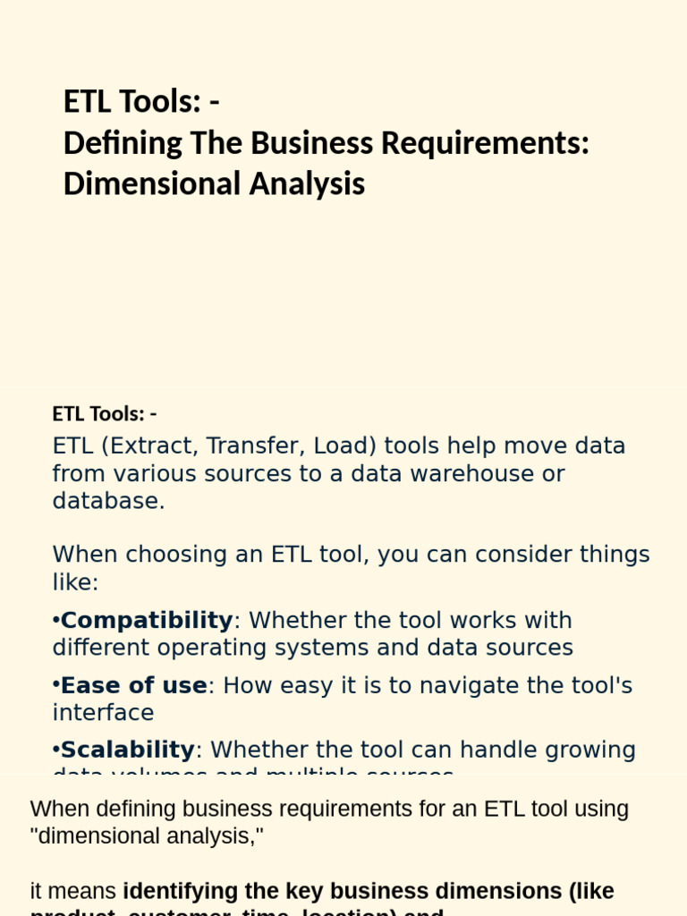 ETL Tools - Defining The Business Requirements - Dimensional Analysis | PDF | Data Warehouse ...