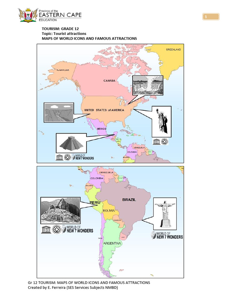Grade 12 Tourism: World Icons Maps | PDF