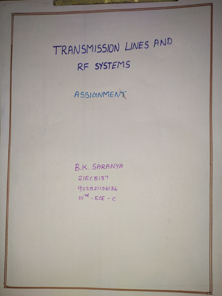 Transmission Lines and RF System - SARANYA B.K. | PDF