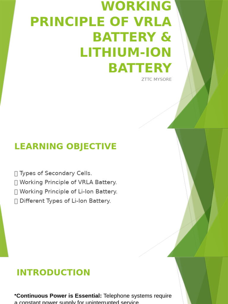 Working Principle of Vrla Battery and Lithium-Ion Battery | PDF ...