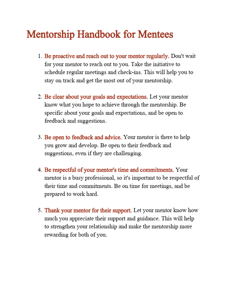 Mentorship Handbook For Mentees | PDF