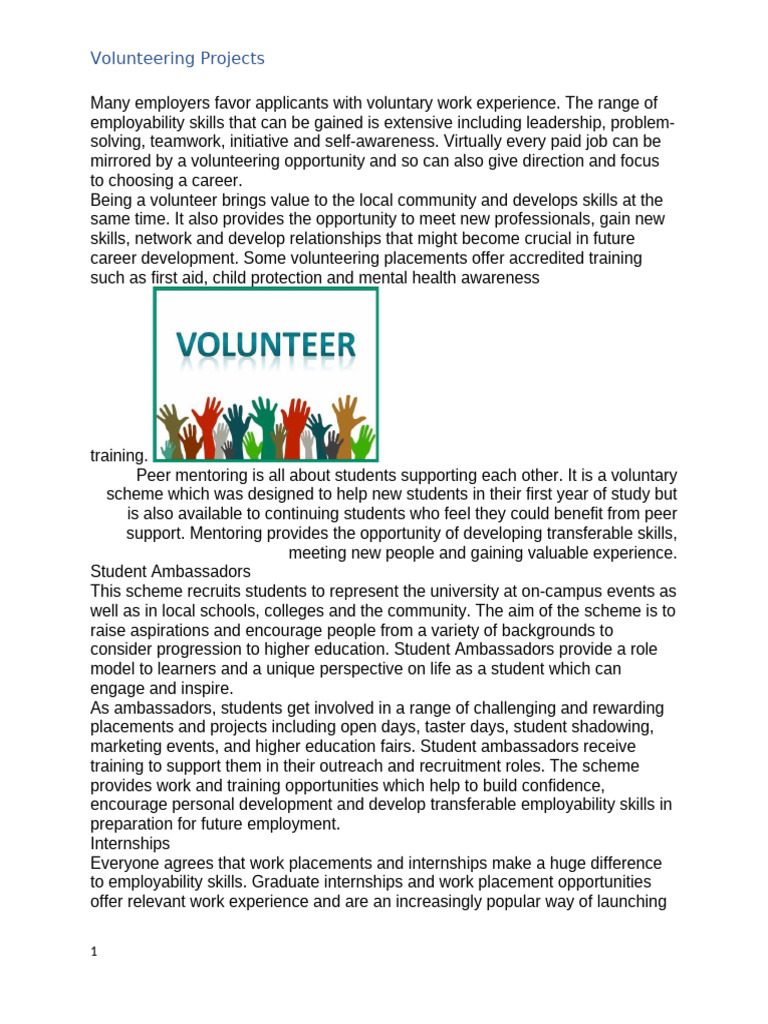 Many Employers Favor Applicants With Voluntary Work Experience | PDF ...
