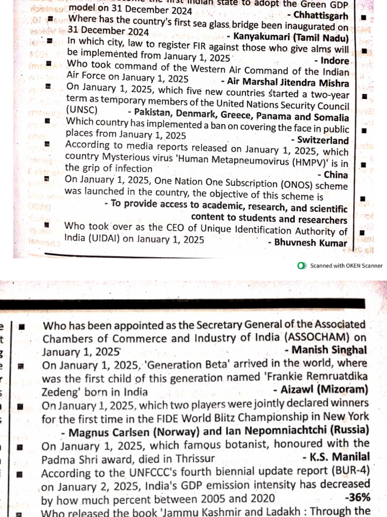 Jan 2025 Speedy Current Affairs | PDF