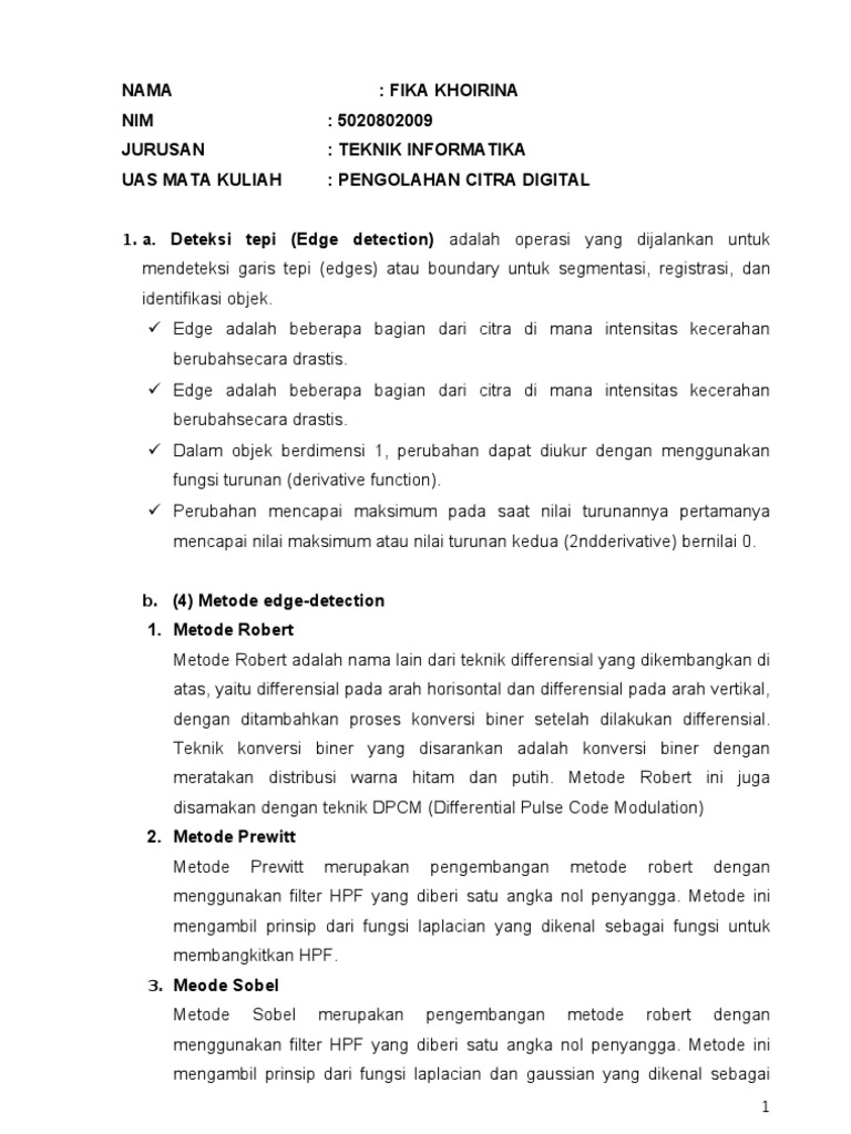 Deteksi Tepi | PDF