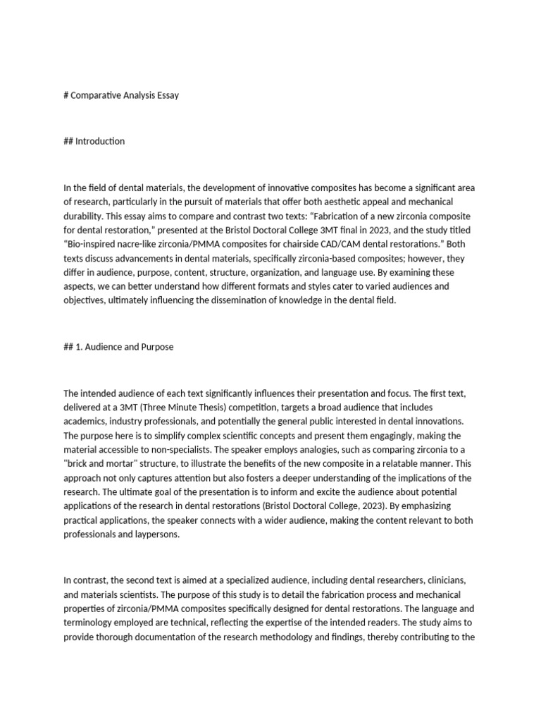 Comparative Analysis Essay Assignment Last | PDF | Information | Methodology