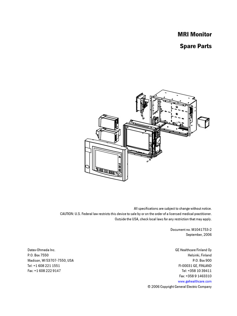 MRI Spareparts M1041753-2 SCR | PDF | Screw | Electrical Connector