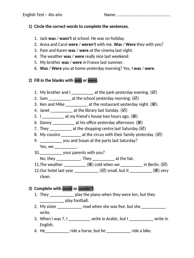Kindergarten English Test Worksheet | PDF