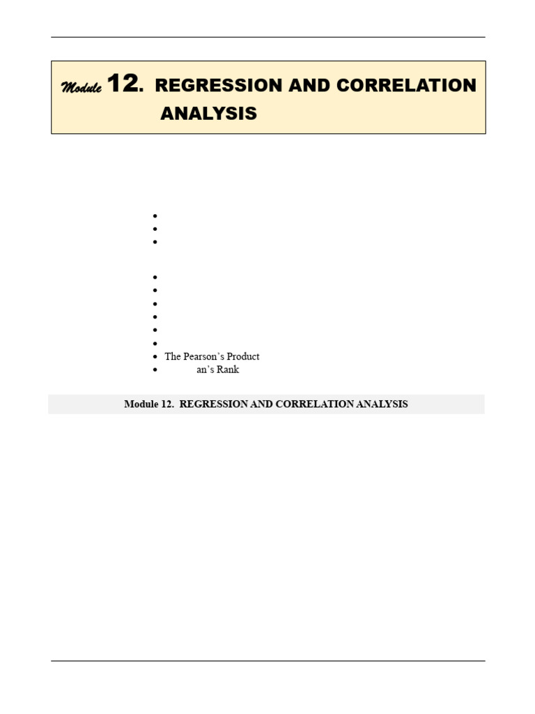 Module 12. Linear Corr & Reg Analysis | PDF | Linear Regression | Scatter Plot