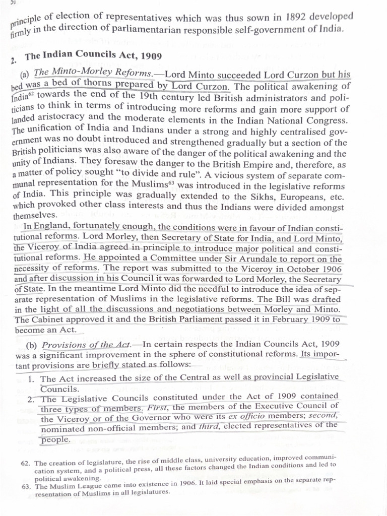 Indian Councils Act, 1909 | PDF