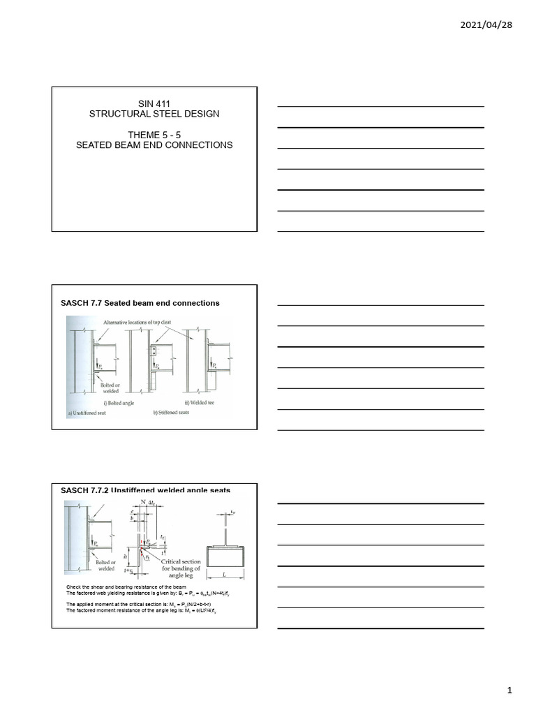 Theme 5-5 Seated Beam End Connections Slides | PDF | Beam (Structure ...