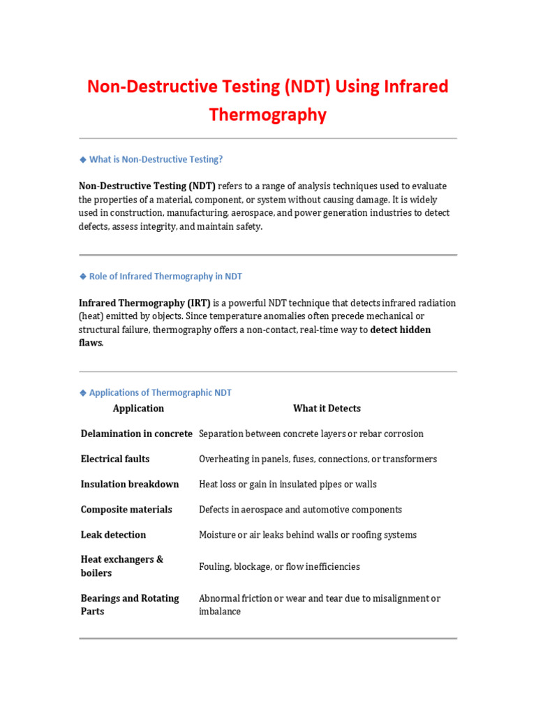 Non Destructive Analysis -1 | PDF | Thermography | Nondestructive Testing