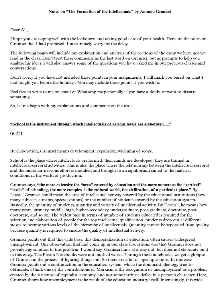 Gramsci's Intellectual Formation Insights | PDF | Antonio Gramsci ...