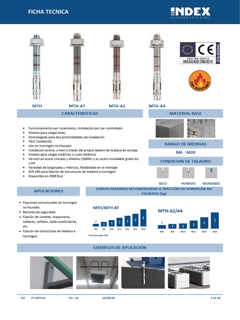 Ficha Tecnica Parabolt FT MTH | PDF | Acero | Perforar