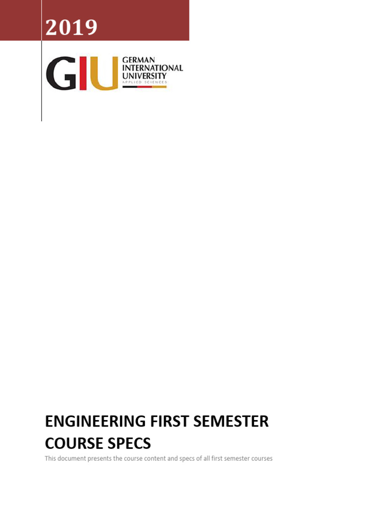 Engineering First Semester Course Specs | PDF | Force | Function ...