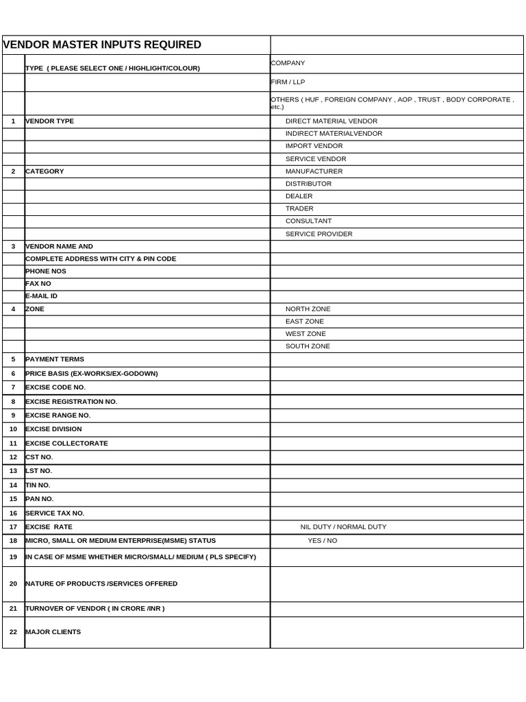 Vendor Reg - Form | PDF