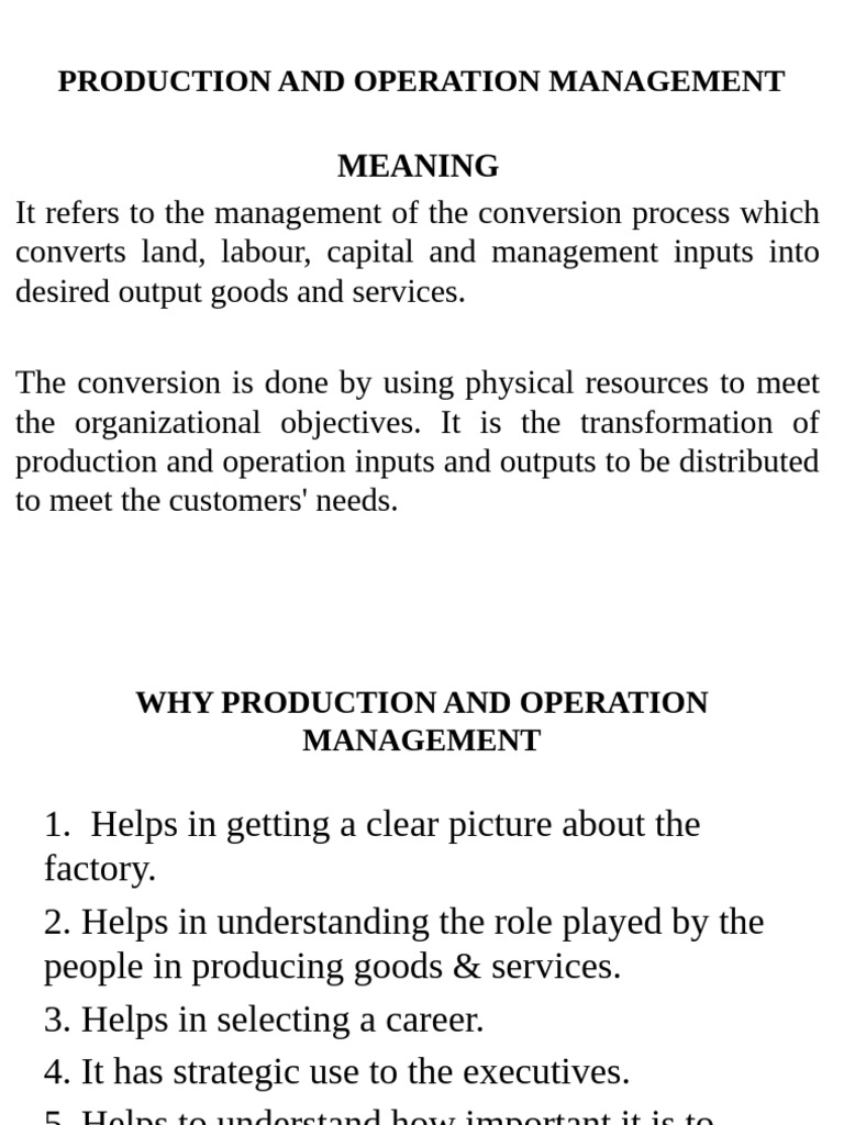 Production and Operation Management Guide | PDF | Supply Chain | Supply ...