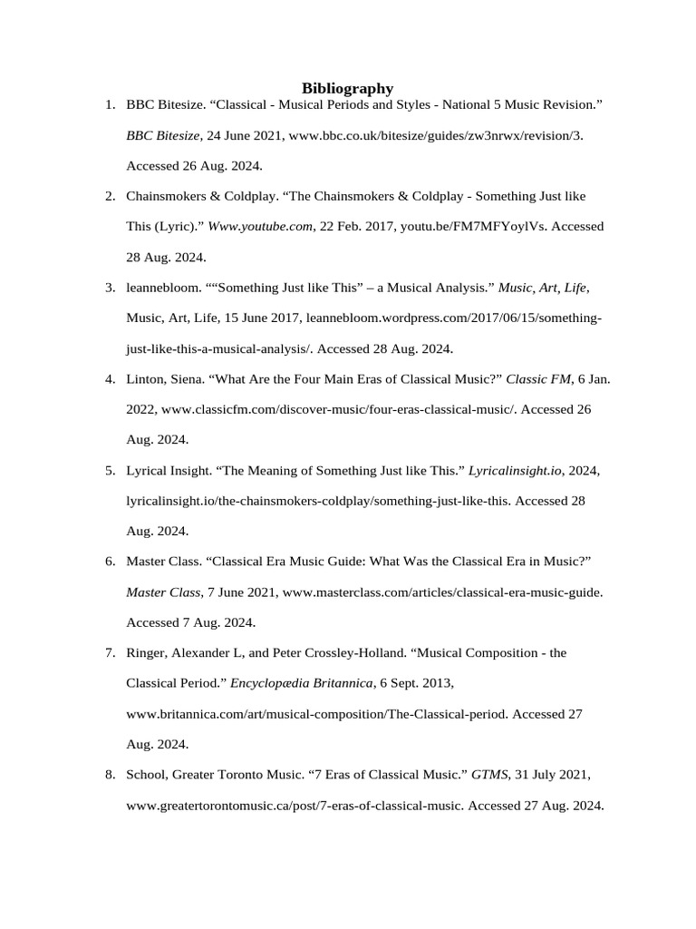 Bibliography For Music FA Investigation | PDF