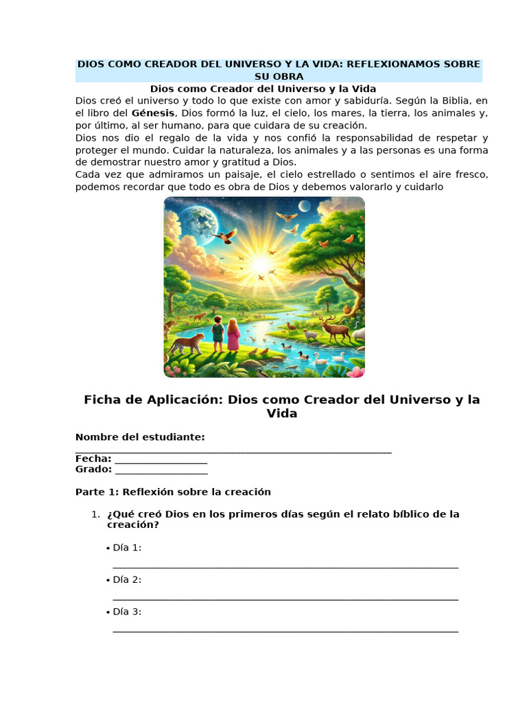 Dios Como Creador Del Universo y La Vida | PDF | Deidad creadora | Dios