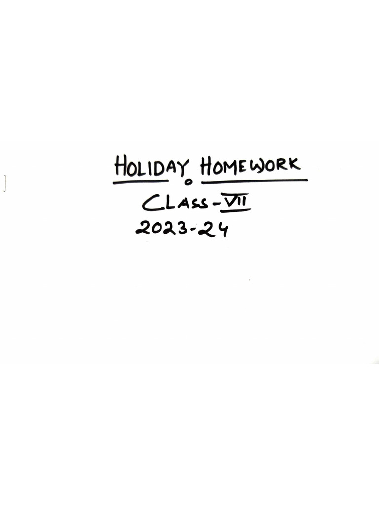 Holiday Homework Class-VII | PDF