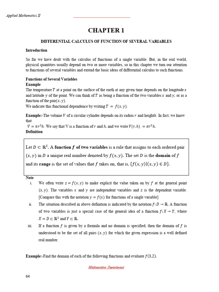Applied Math II Several | PDF | Derivative | Function (Mathematics)