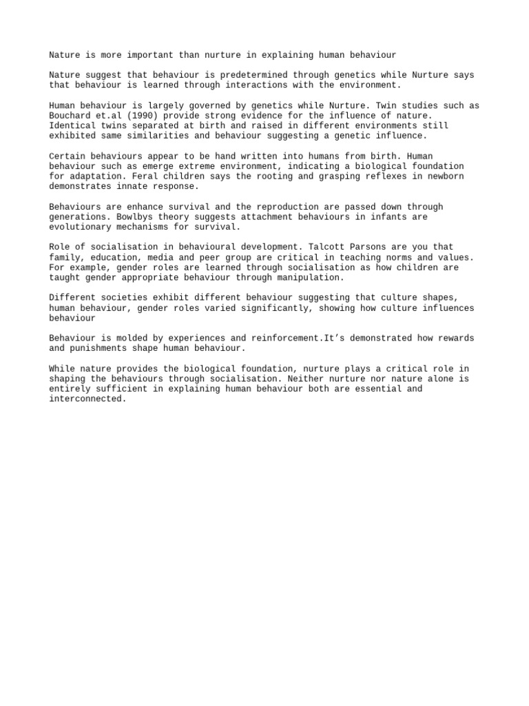 Nature Vs Nurture | PDF