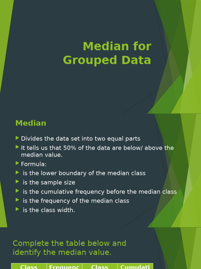 Median for Grouped Data | PDF