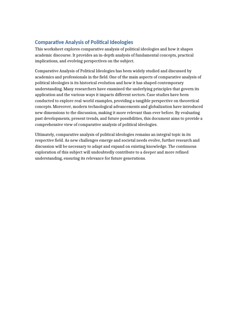 Comparative Analysis of Political Ideologies | PDF