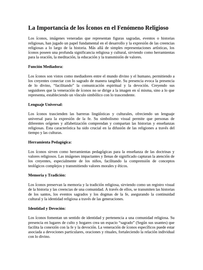 La Importancia de los Íconos en el Fenómeno Religioso | PDF | Icono ...