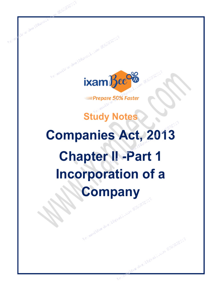 Companies Act - Chapter 2 Incorporation of A Company Part 1 | PDF | Articles Of Association ...