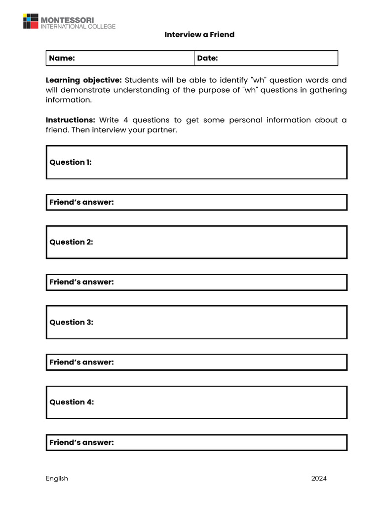 Interview Questions for Friends | PDF