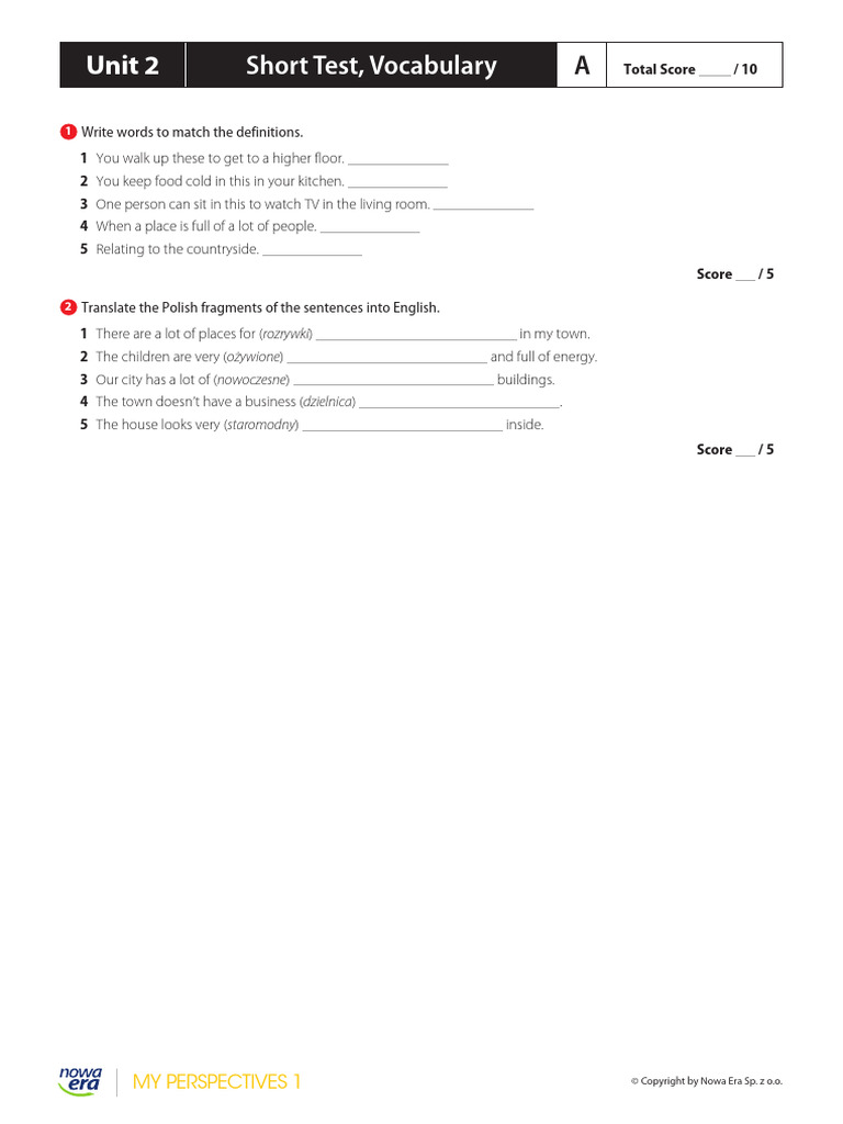 Unit 2, Vocabulary - Grupa A | PDF