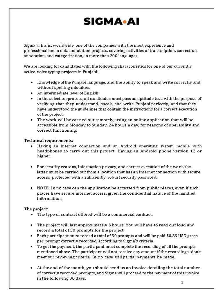 Punjabi Voice Typing Project – Freelancers | PDF