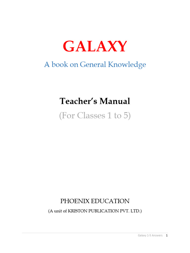 Galaxy General Knowledge Answers 1-5 | PDF