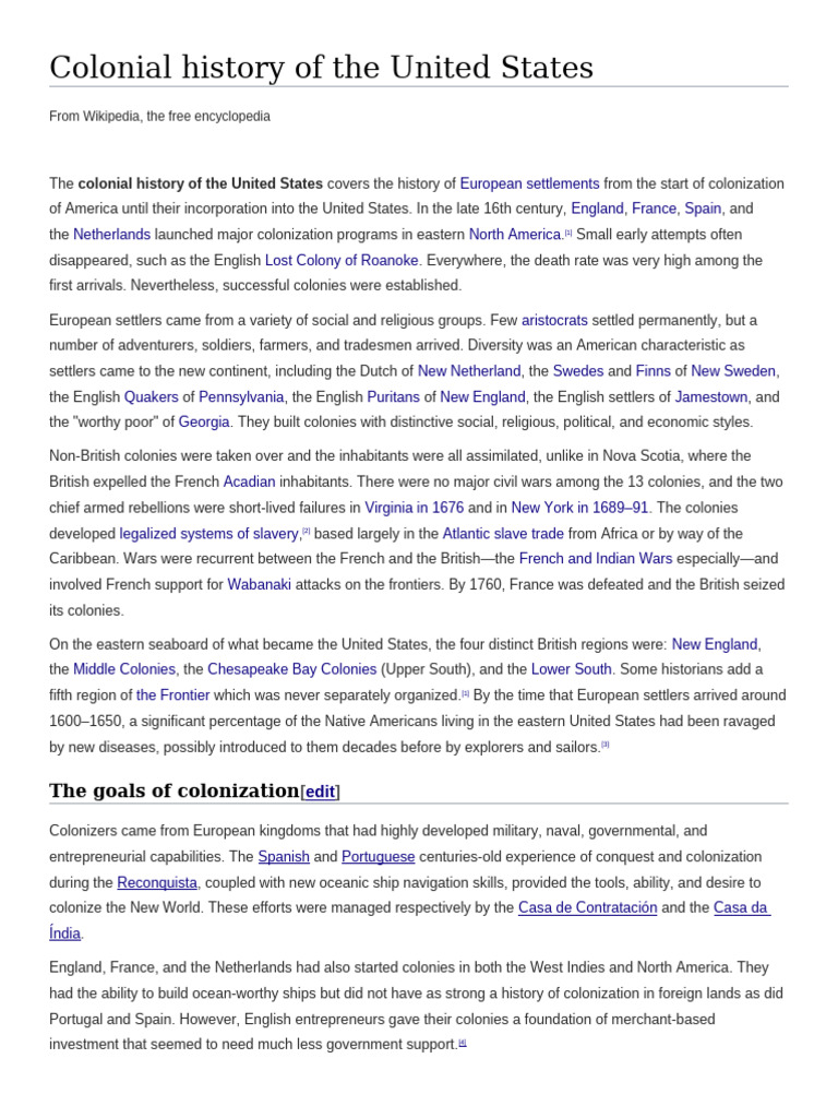 Colonial History of the United States | PDF | Colonial History Of The ...