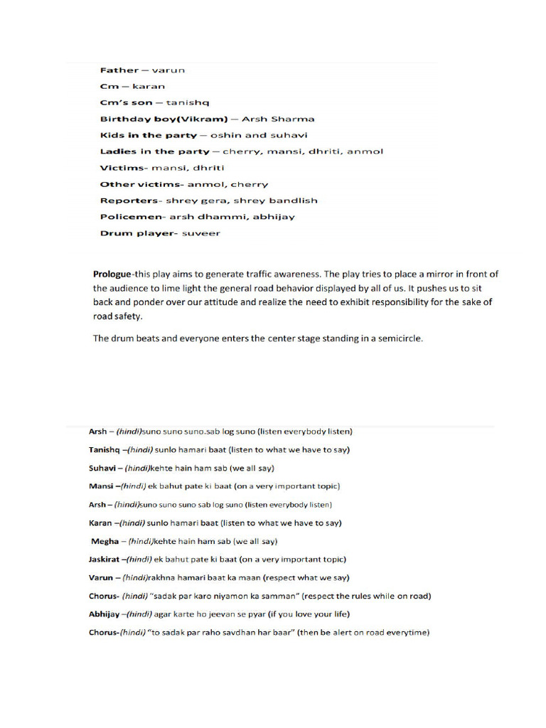 Traffic Awareness Script | PDF