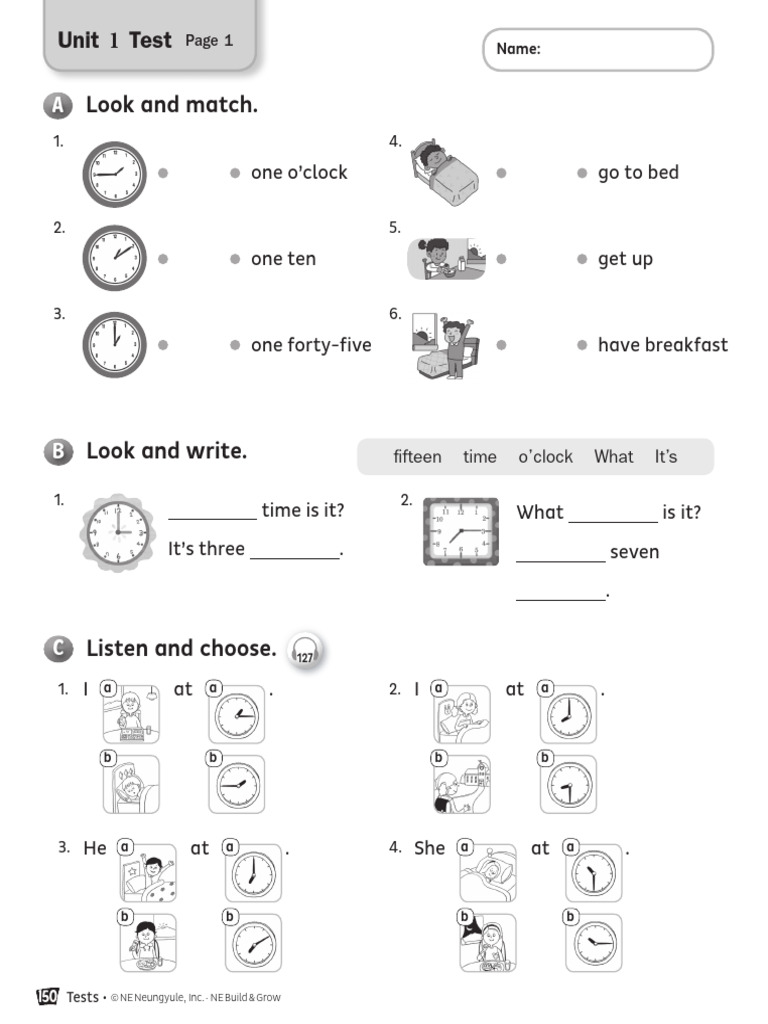 Come On, Plus 3 (British) Unit Test Sheet | PDF