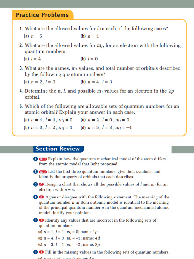 L1 MAPPH5XX - Practice Quntum Numbers | PDF