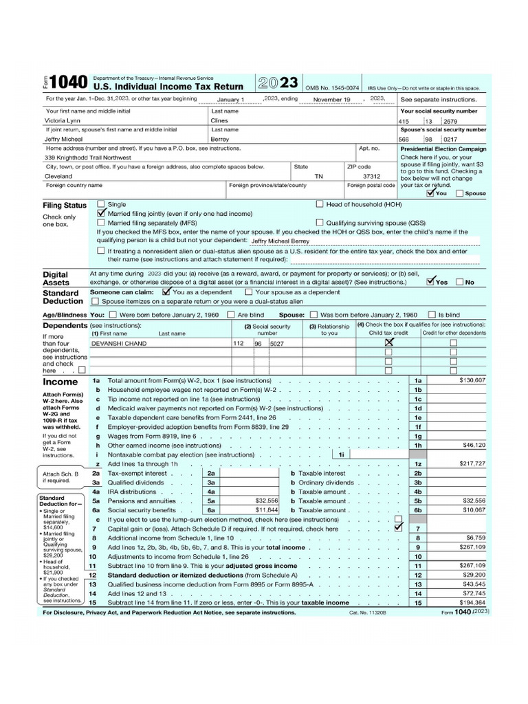 2023 1040 Tax Form | PDF