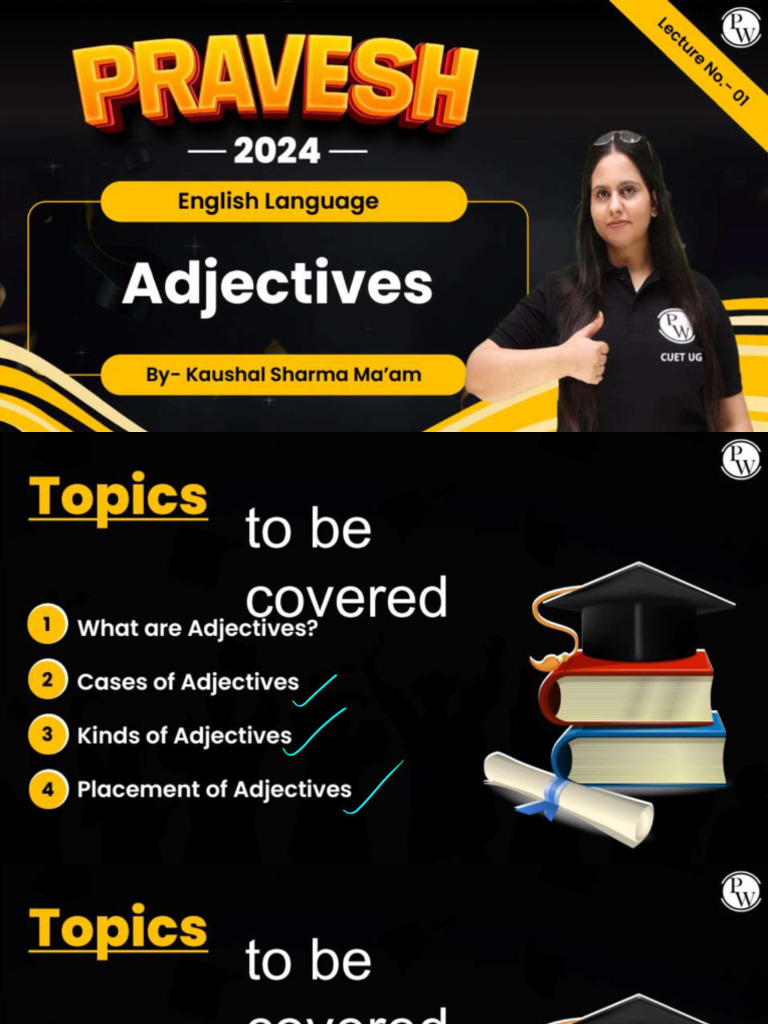 Adjectives 01 - Class Notes - Pravesh Science 2024 | PDF
