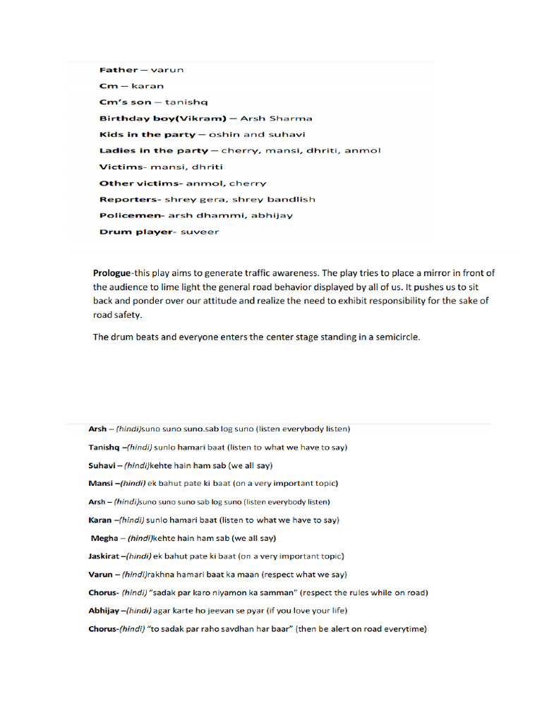 Traffic Awareness Script | PDF