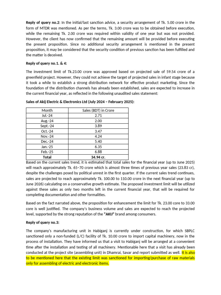 Investment Proposal for Akij Electric Expansion | PDF | Business | Economies