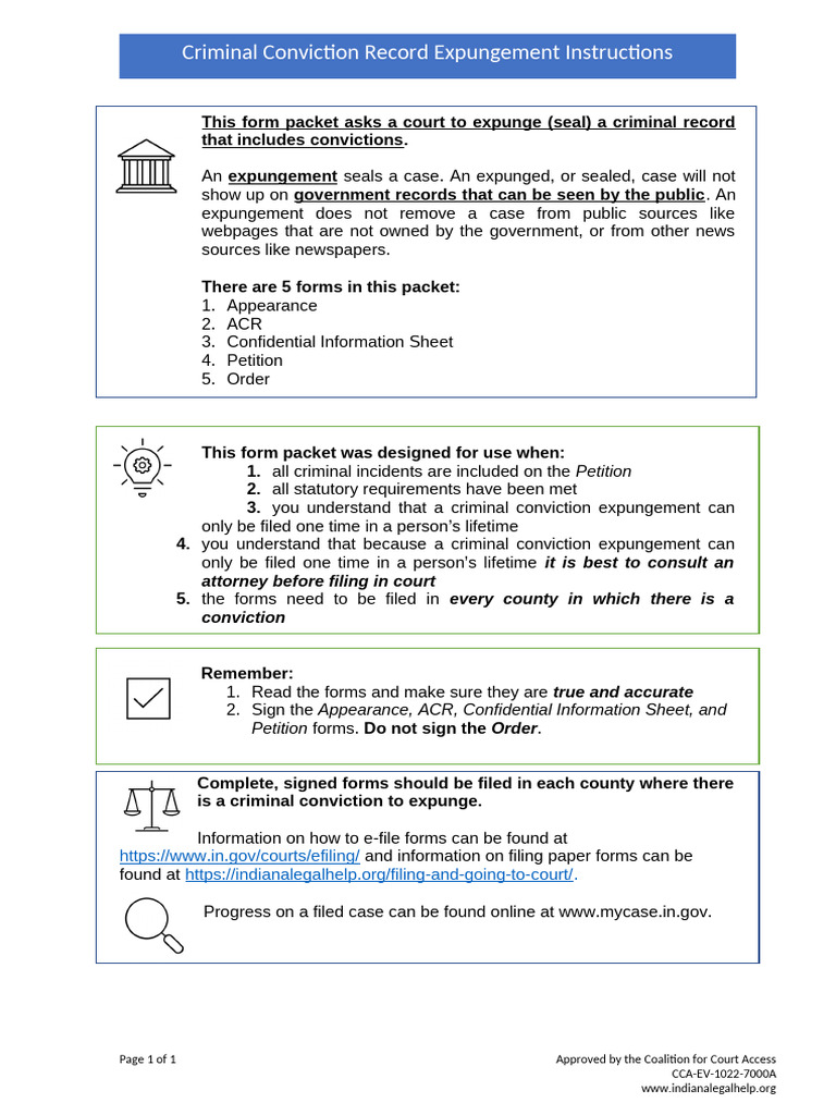 Criminal Conviction Record Expungement Instruction | PDF