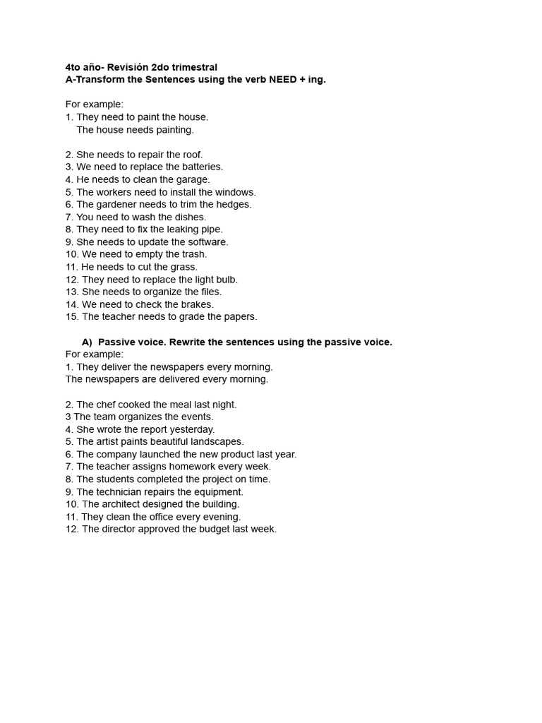 Need Ing - Passive - Vocabulary EFC 2 Unit 3 | PDF