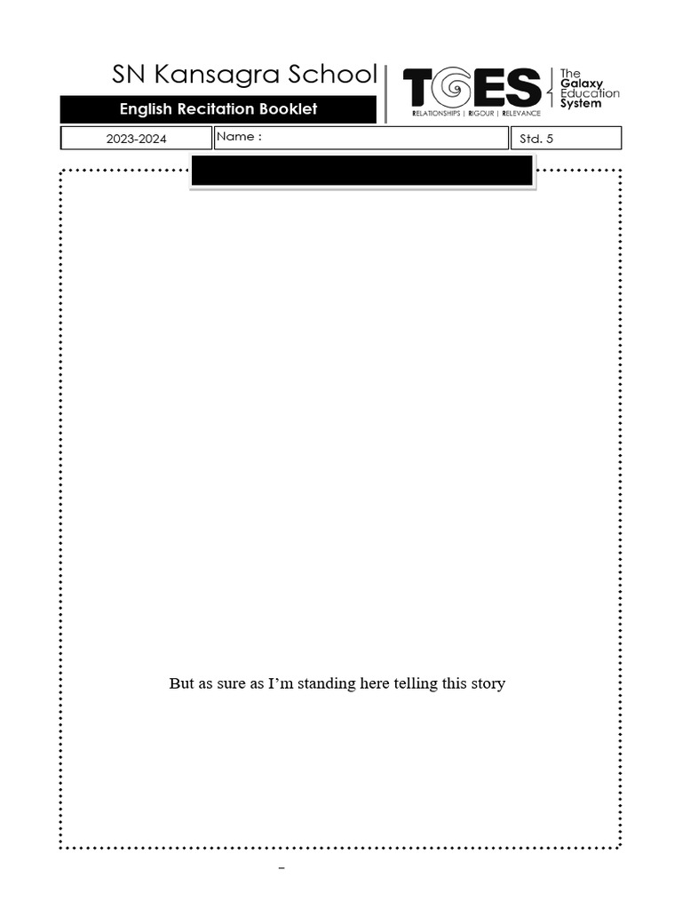 English Recitation Booklet Std. 5 2023-24 | PDF