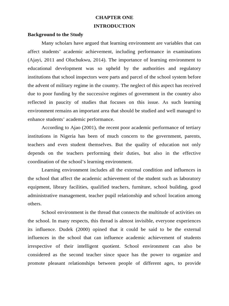 Chapter One Introduction Background To T | PDF | Teachers | Learning