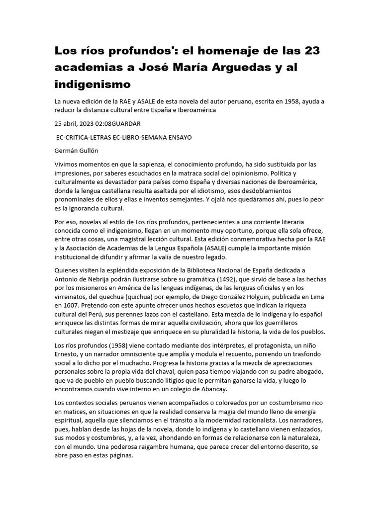 Los Ríos Profundos | PDF