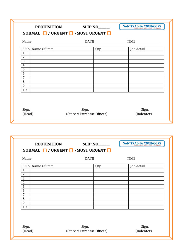 Requisition Slip Format Example | PDF